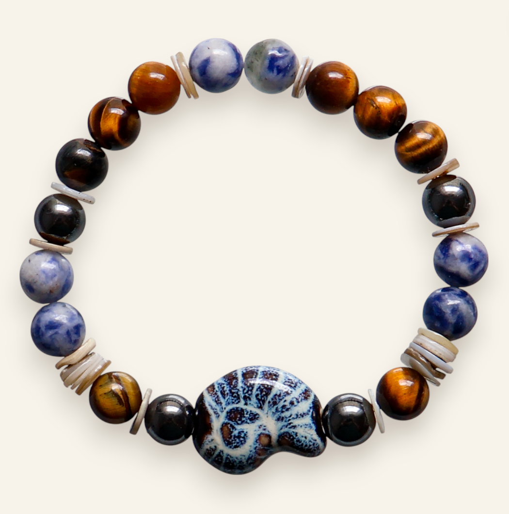 Sea Snail Bracelet – Grounding Gemstone & Shell Jewelry – Lavish Tides